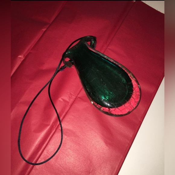 Art | Heavy Glass Hunter Green And Clear Glass | Poshmark